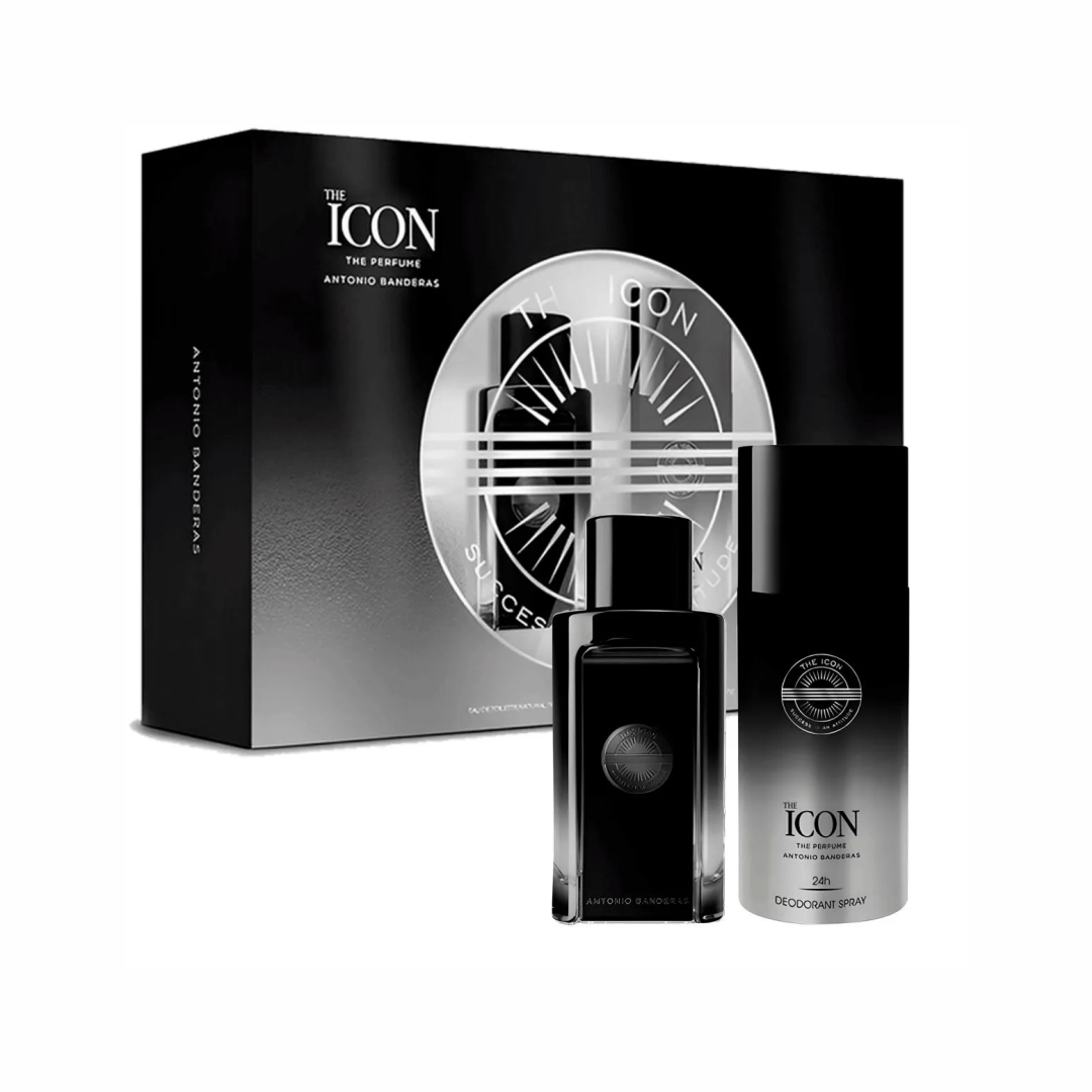 Kit masculino The Icon Antonio Banderas Perfume 100Ml EDP + Desodorante ...