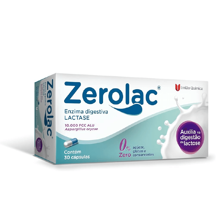 Zerolac 10.000 FCC Enzima Lactase - 30 cápsulas - São Rafael Farmácias